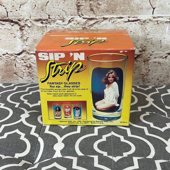 Spencer Gifts | Dining | Vintage Sipn Strip Cocktail Glasses Nib | Poshmark